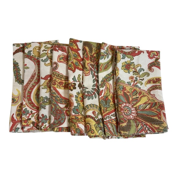 Pottery Barn | Dining | Set Of 8 Pottery Barn Felicity Paisley Earth ...